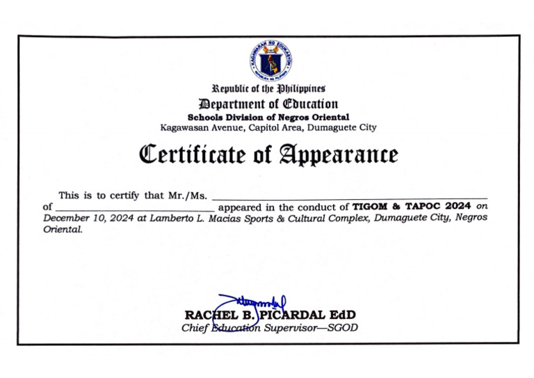 Tigom Tapoc Appearance 1 1 | PDF