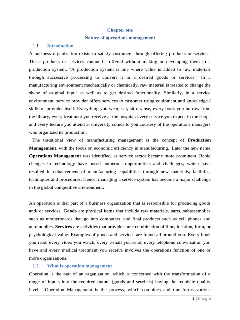 Operations Management Hand Out for Mgt | PDF | Strategic Management ...