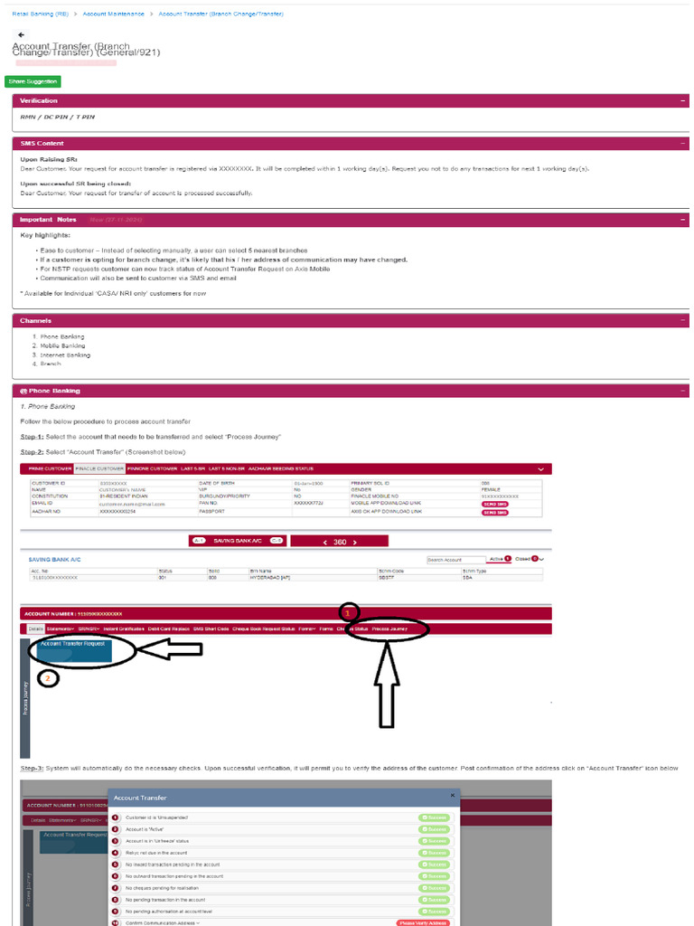 Account Transfer (Branch Change Transfer) (General 921) | PDF