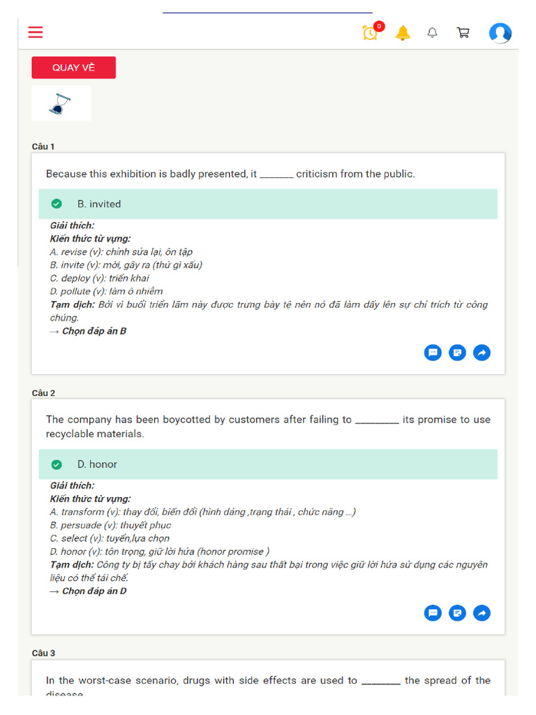 Đáp Án Thi 3 | PDF