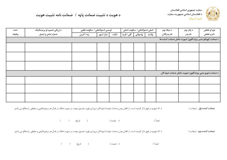 Guarantor's Form For Verification of Identity | PDF