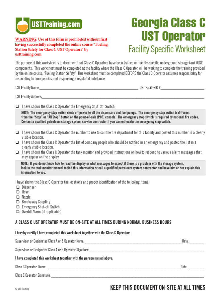 Ga Class C Worksheet | PDF | Safety