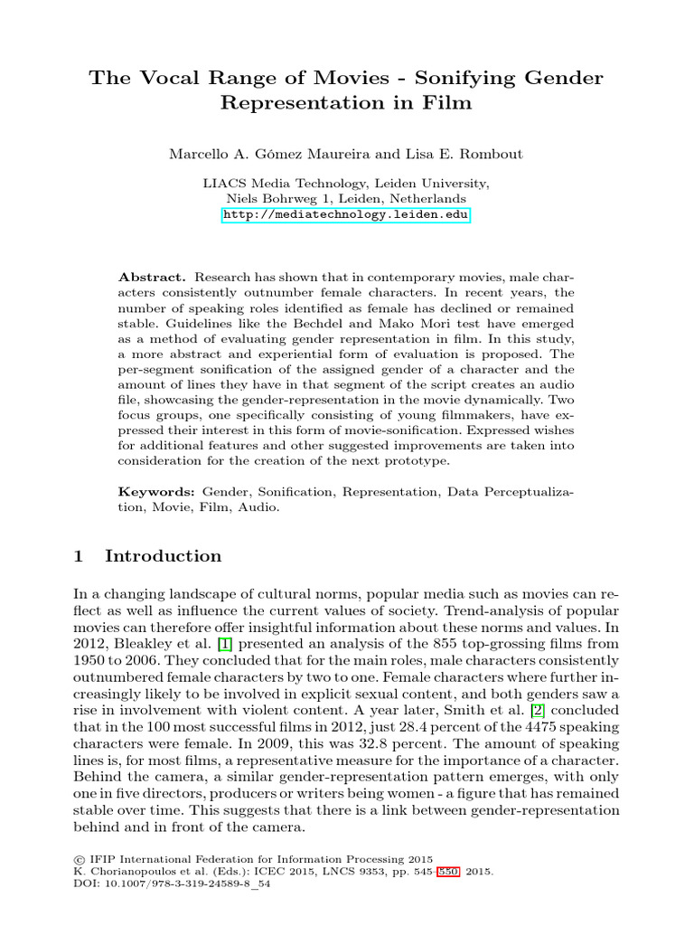 The Vocal Range of Movies Sonifying Gender Representation in Film | PDF ...