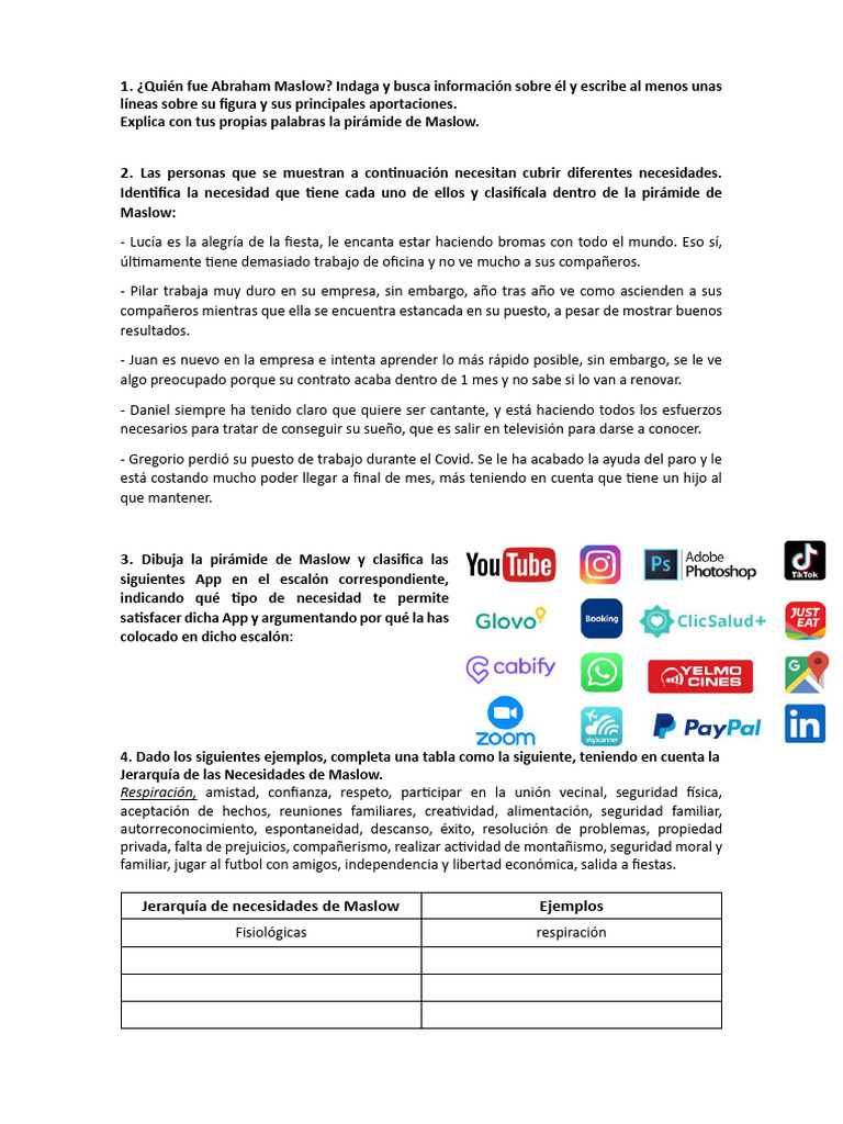 Actividad Pirámide de Maslow | PDF