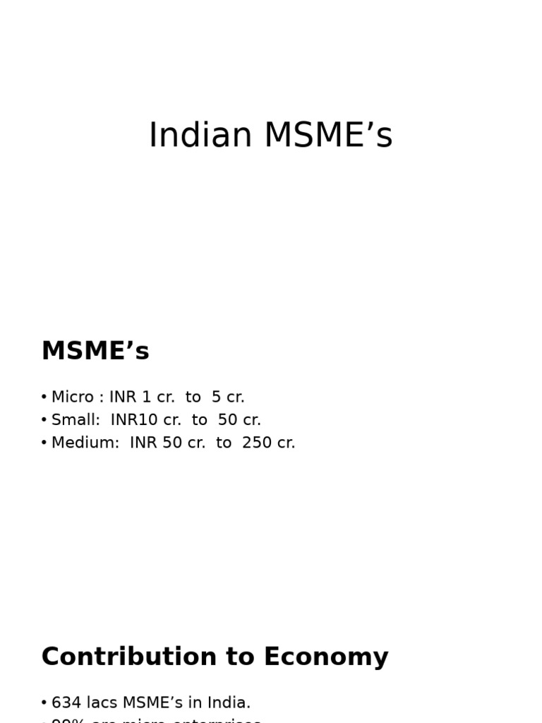 Indian MSME’s | PDF | Small And Medium Sized Enterprises | Loans