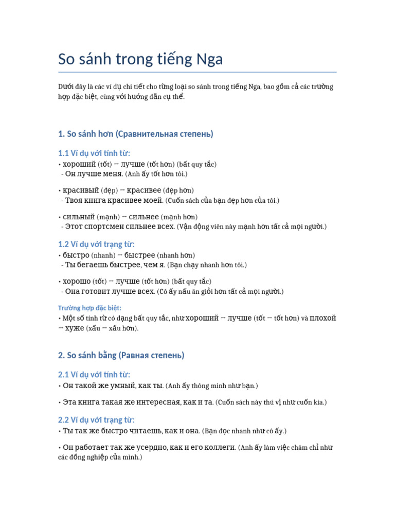 So Sanh Trong Tieng Nga | PDF