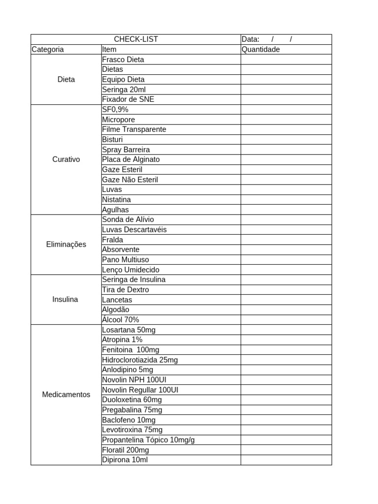 Check-list Lenira | PDF