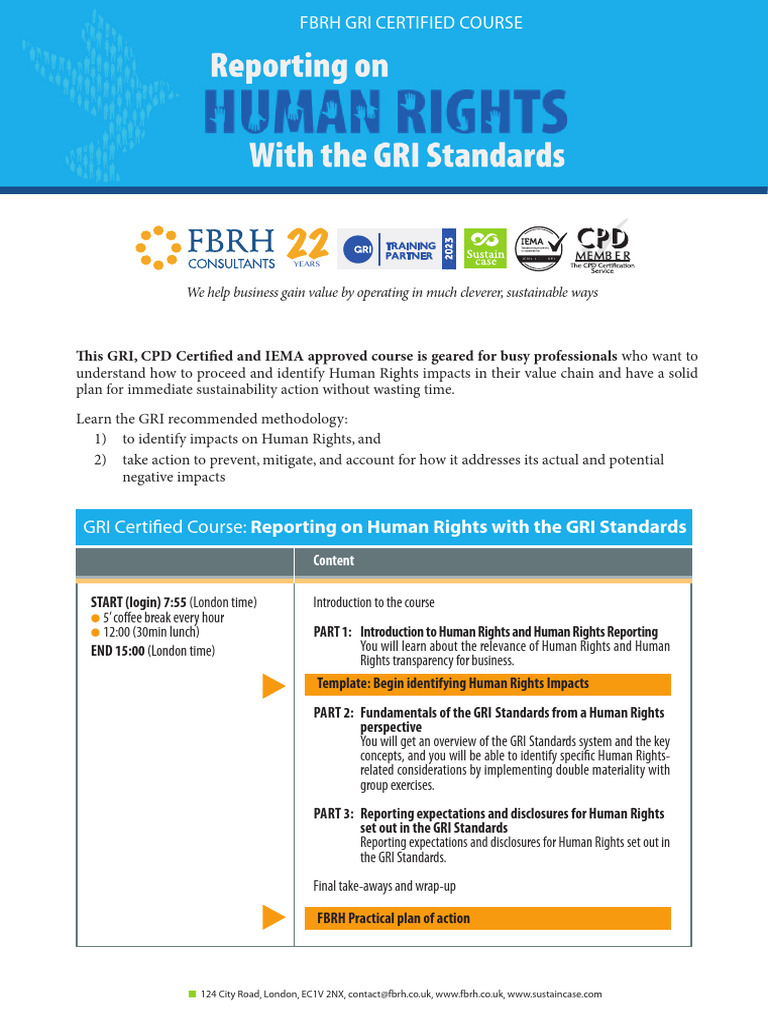 GRI Human Rights course - 1-day REMOTE Course-Programme | PDF | Economy ...