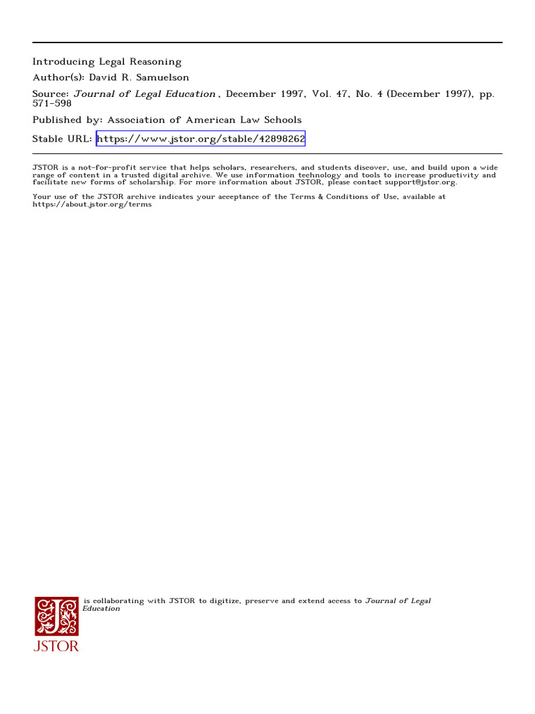 Module 3 Part A David Samuelson Introducing Legal Reasoning 1997 | PDF ...