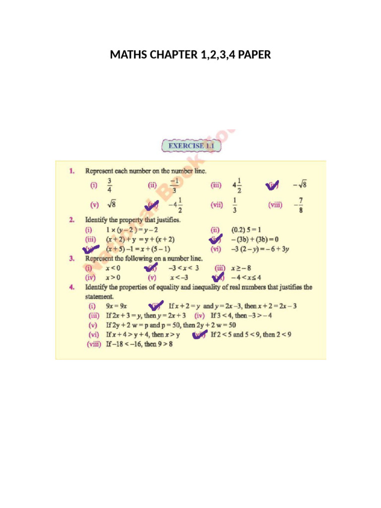 Maths Exam Chapters 1-4 | PDF