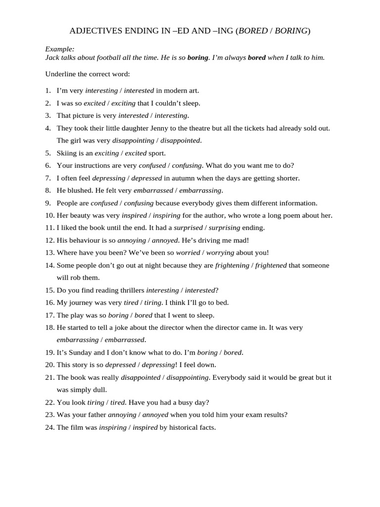 Understanding -ED and -ING Adjectives | PDF