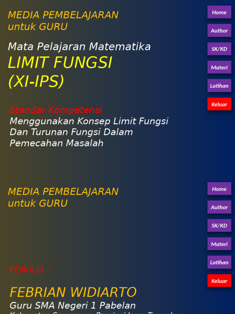 Media Interaktif Math (XI) - Limit Fungsi (IPS) | PDF