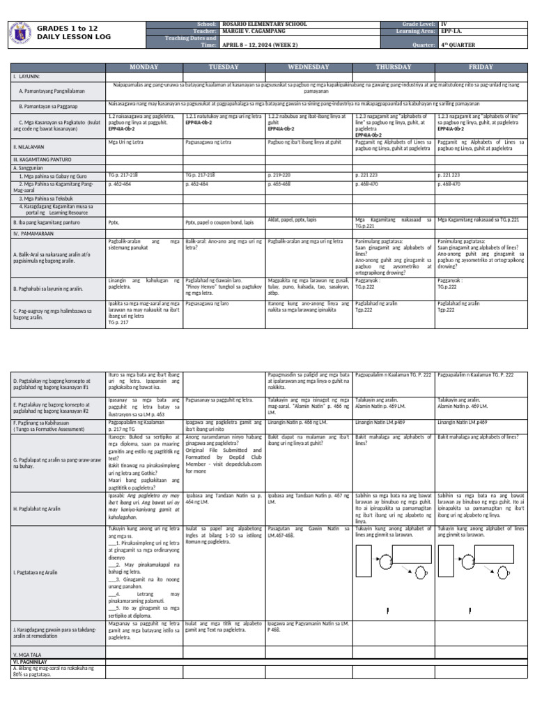 DLL - Epp 4 - Q4 - W21234 | PDF
