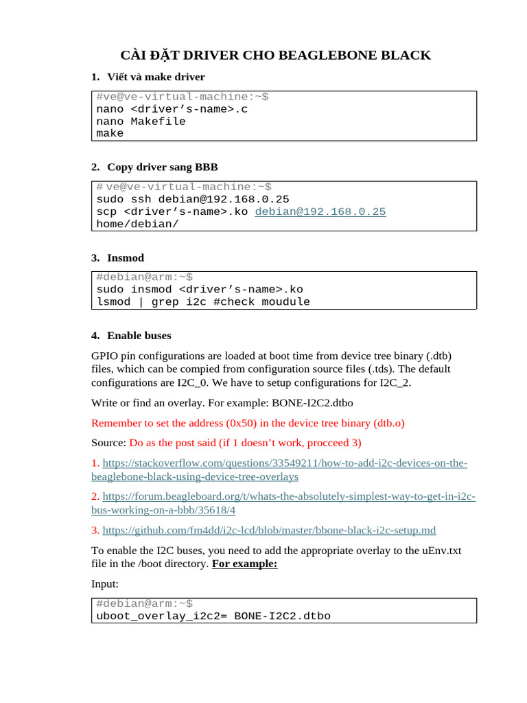 Cài Đặt Driver I2C BeagleBone Black | PDF