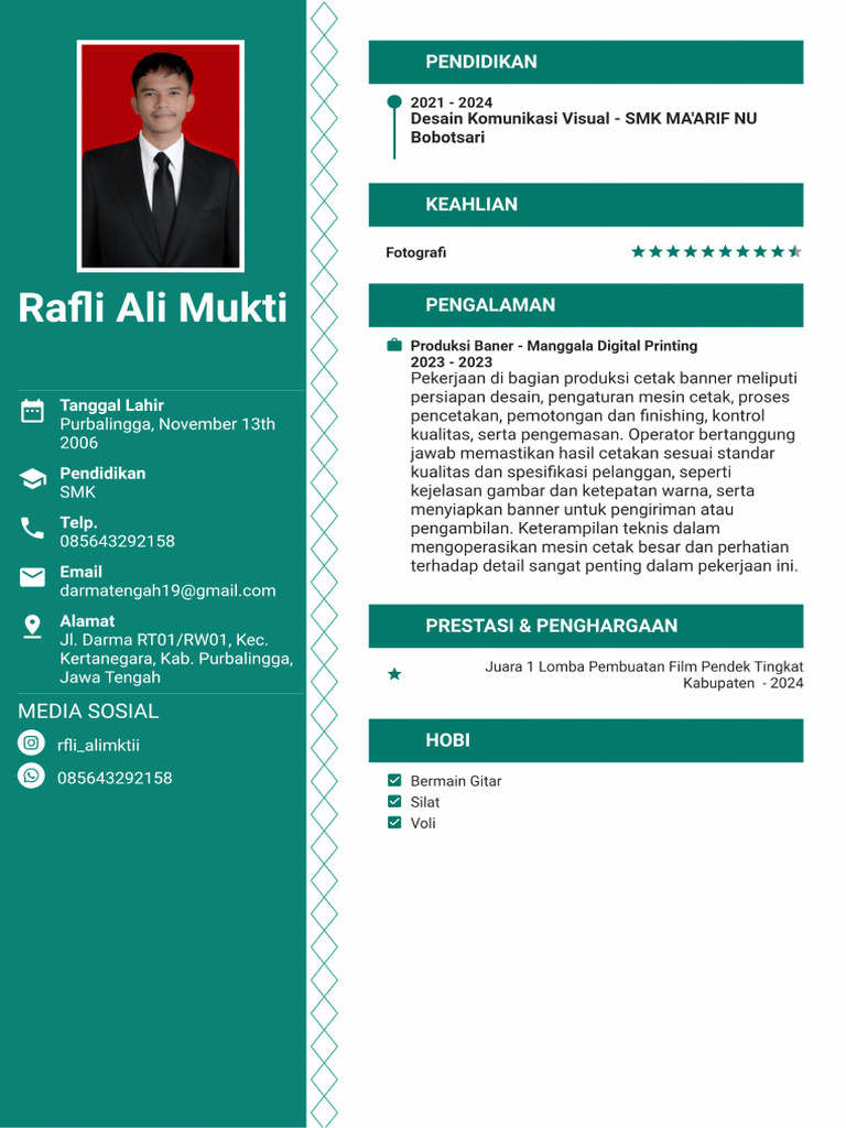 CV Rafli Ali Mukti | PDF