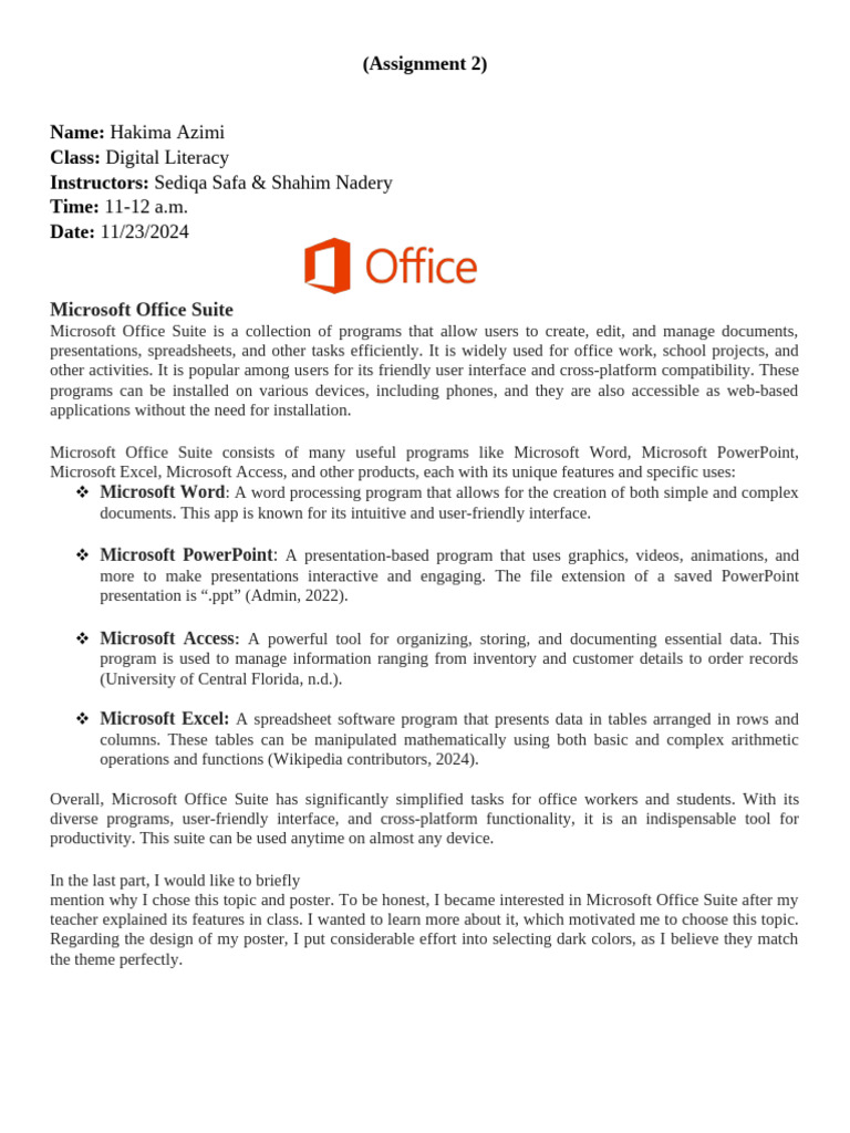 Overview of Microsoft Office Suite | PDF | Microsoft Excel | Microsoft ...
