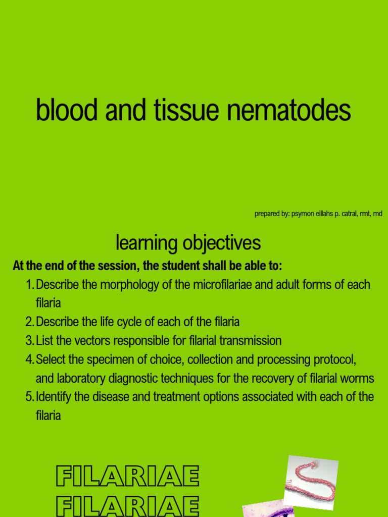 Blood and Tissue Nematodes - Updated | PDF | Medical Specialties ...