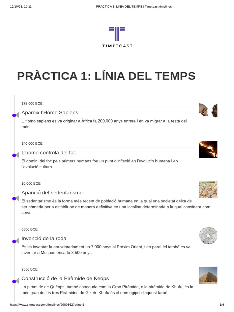 Pràctica 1 - Línia Del Temps - Timetoast Timelines | PDF