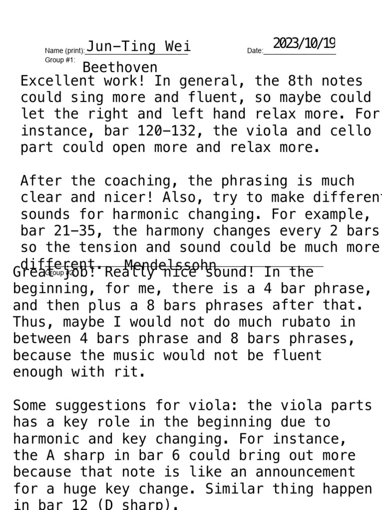 Chamber Class Comments Sheet 3 | PDF
