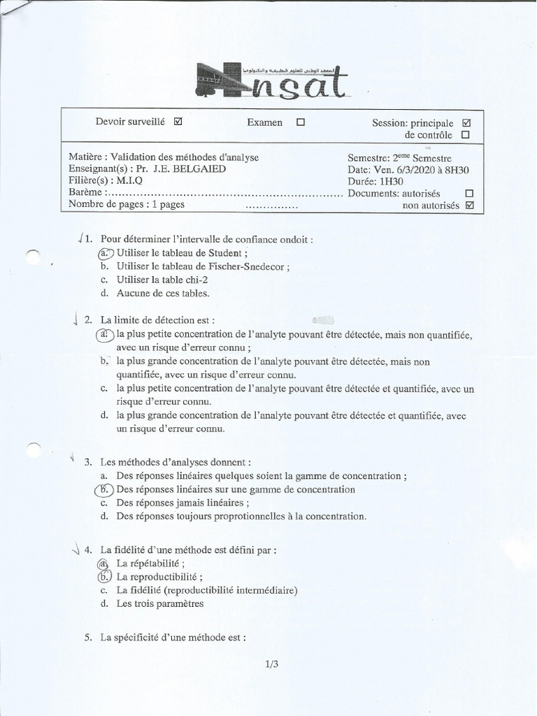 DS & Examen 2020 Validation | PDF