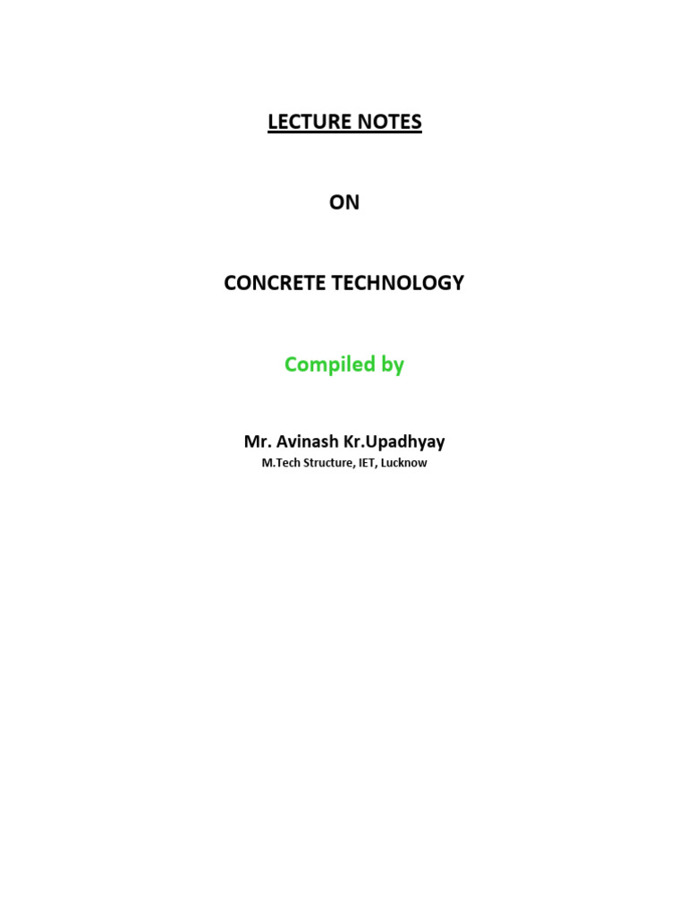 Complete Notes_Concrete Technology_ | PDF | Concrete | Cement