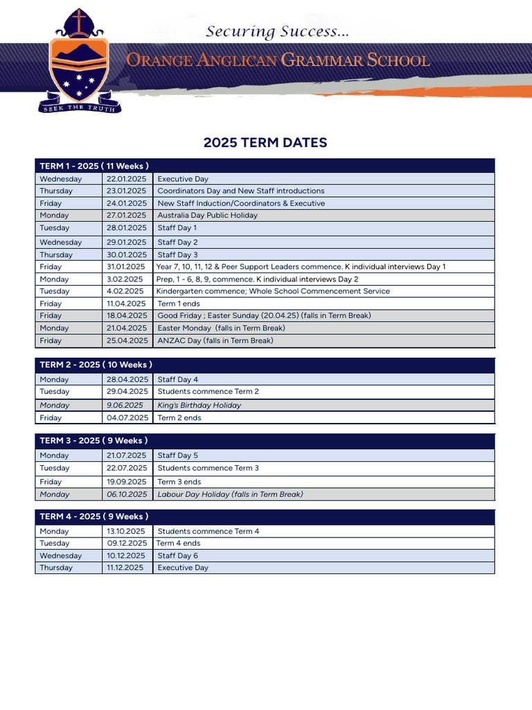 2025 OAGS Term Dates | PDF