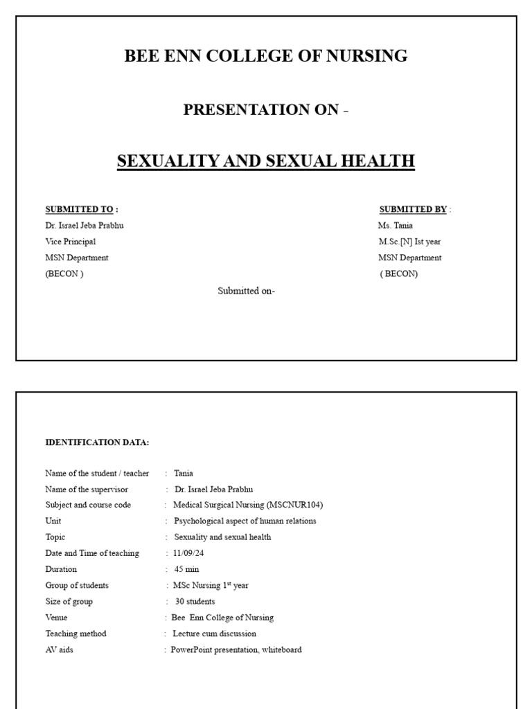 Sexuality and Sexual Health Lesson Plan | PDF | Infertility | Sexual ...