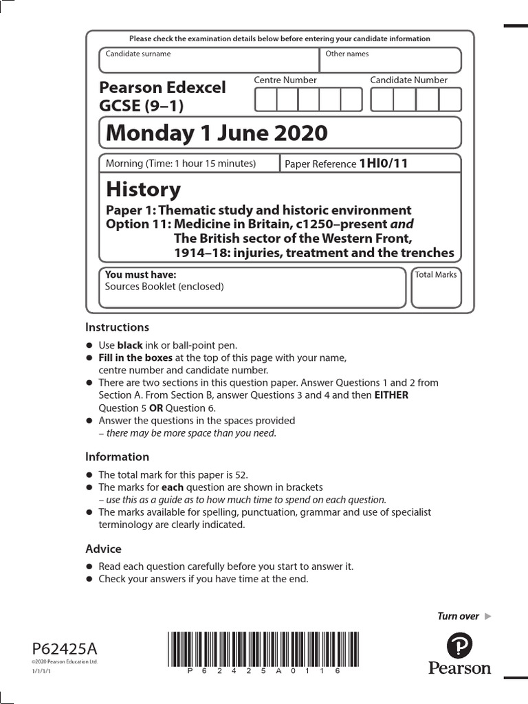 June 2020 QP - Paper 1 Option 11 Edexcel History GCSE (1) | PDF ...