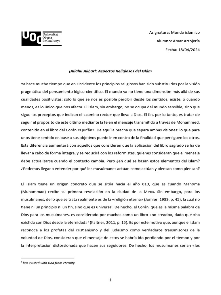 ¡Allahu Akbar!: Aspectos Religiosos Del Islám | PDF | Mahoma | Corán