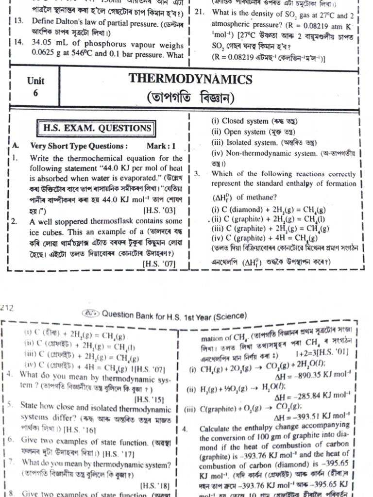 Thermodynamics PYQ XI | PDF | Enthalpy | Physical Sciences