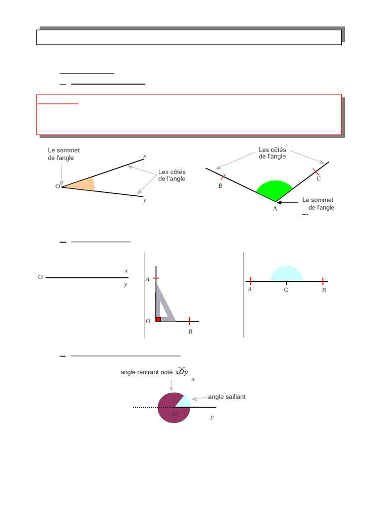 Notions et types d'angles en géométrie | PDF | Angle | Rotation
