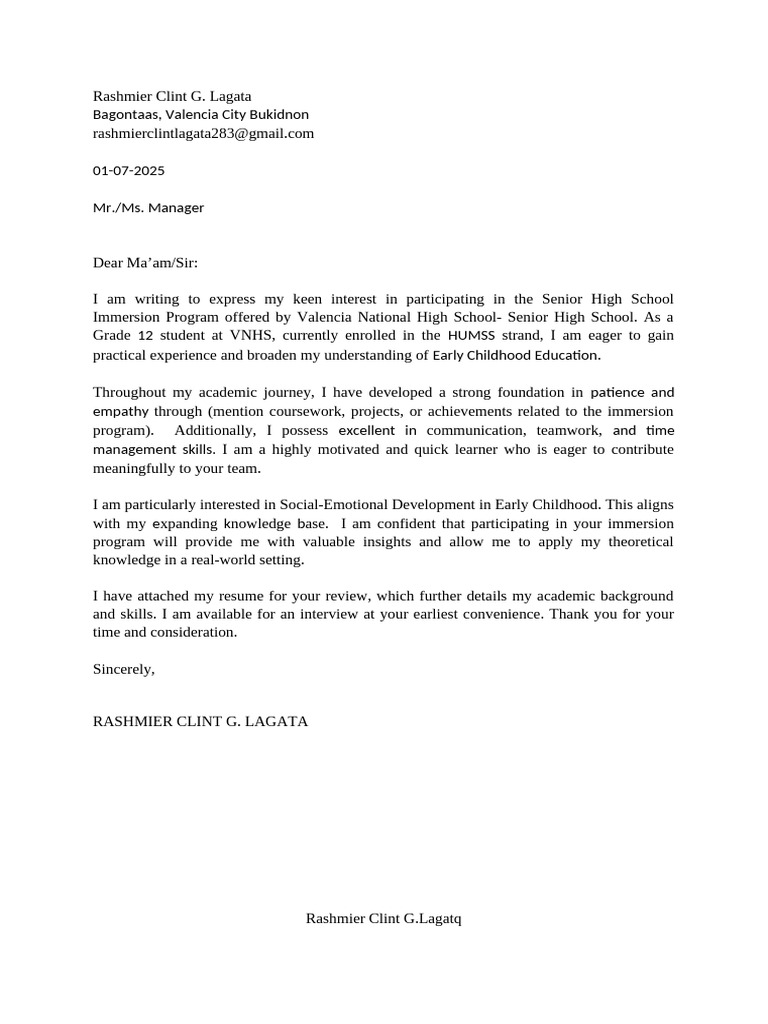Sample Application Letter - Resume | PDF | Skill | Critical Thinking