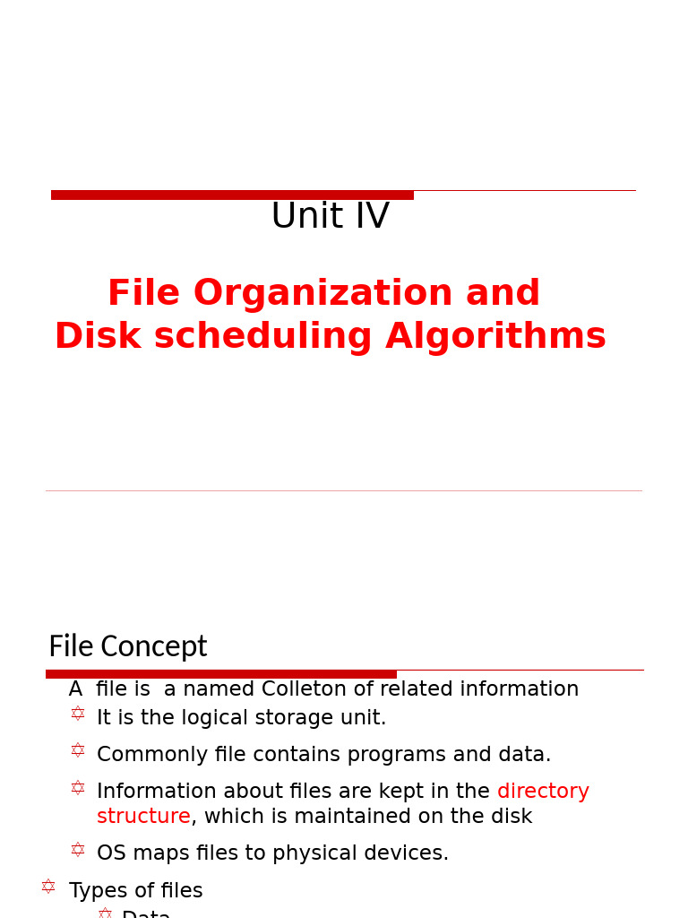 OS Unit-IV - File Organization and Disk Scheduling | PDF | Computer File | File System