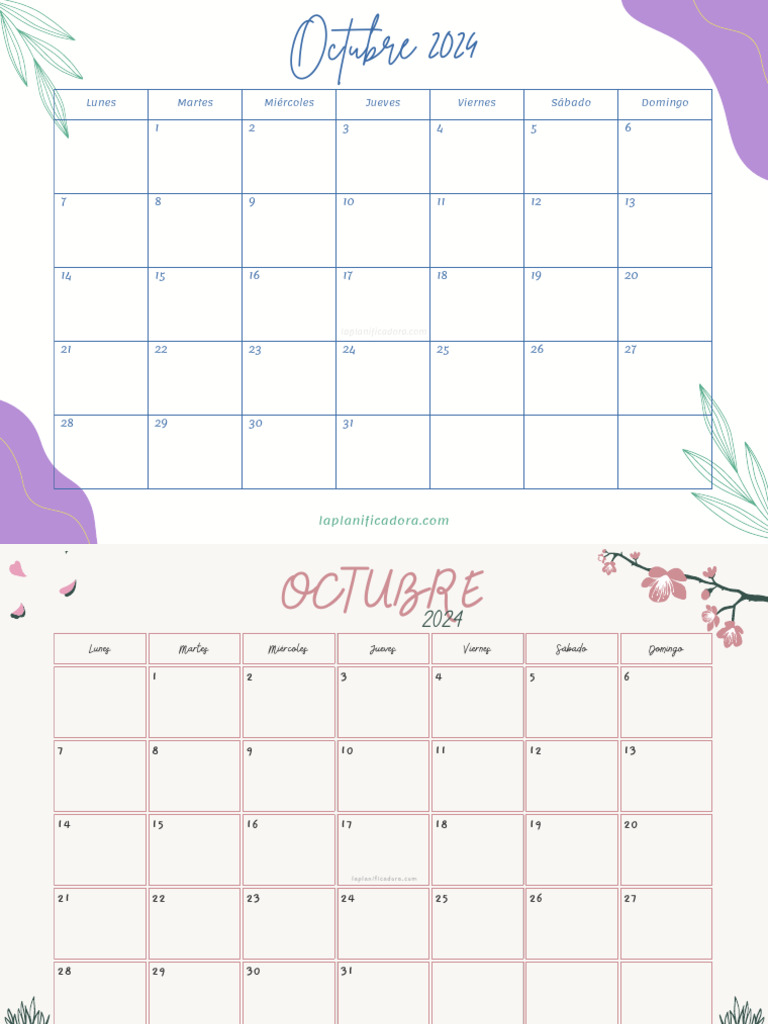 Calendarios Octubre 2024 | PDF | Calendario