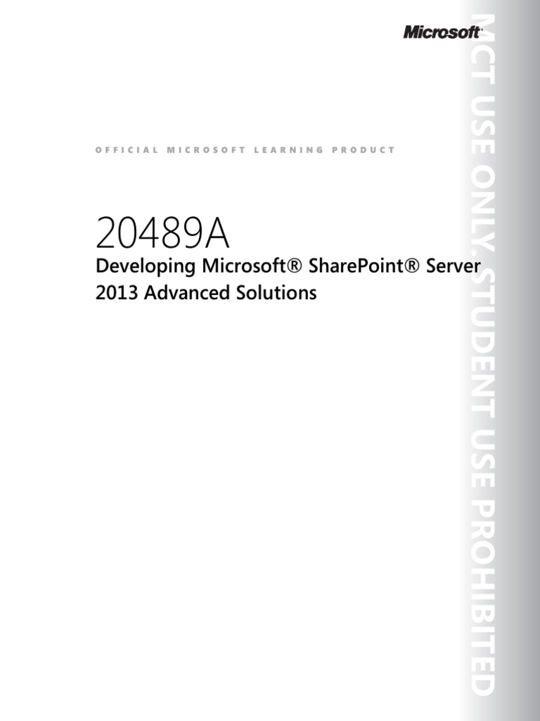 20489a-Enu-Trainerhandbook-Developing Microsoft® SharePoint® Server | PDF | Share Point | License