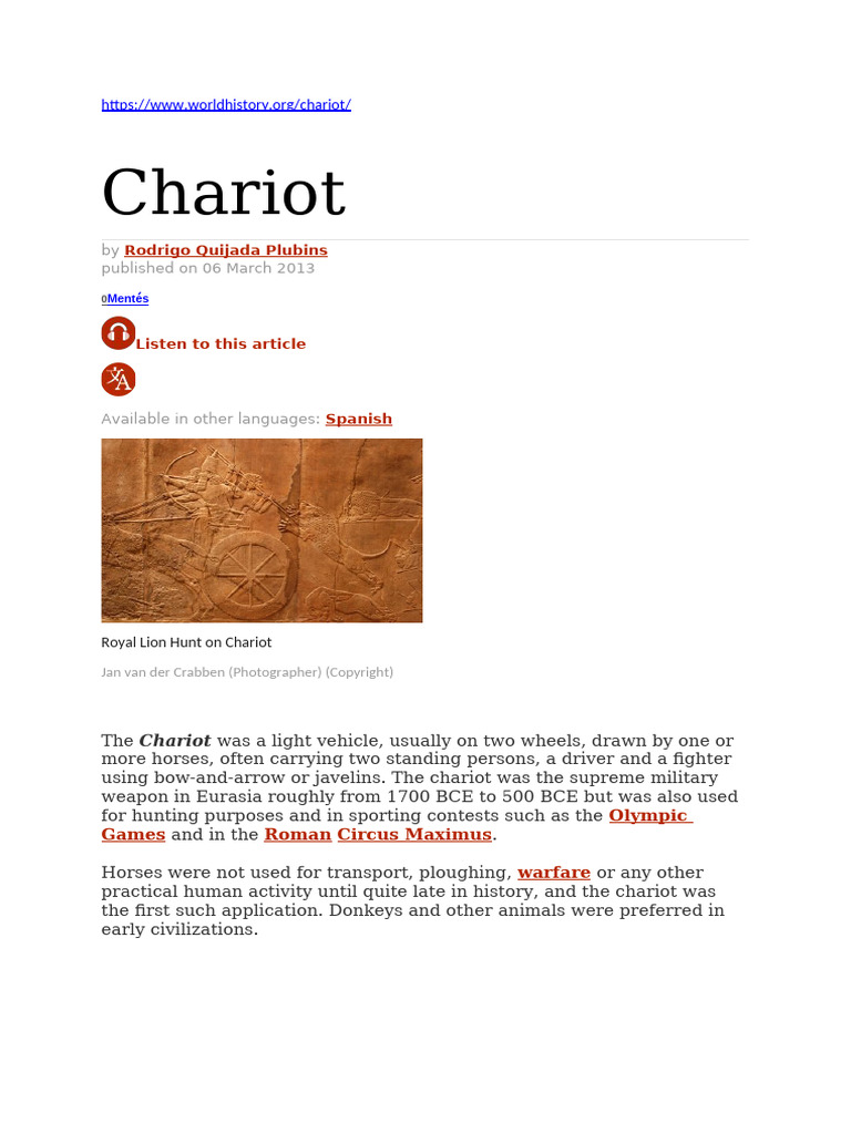 Chariots | PDF | Chariot | Bow And Arrow