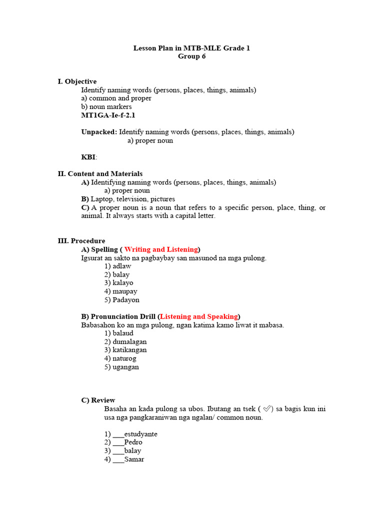 Lesson-Plan-in-MTB-reviseddd | PDF | Morphology | Linguistic Typology