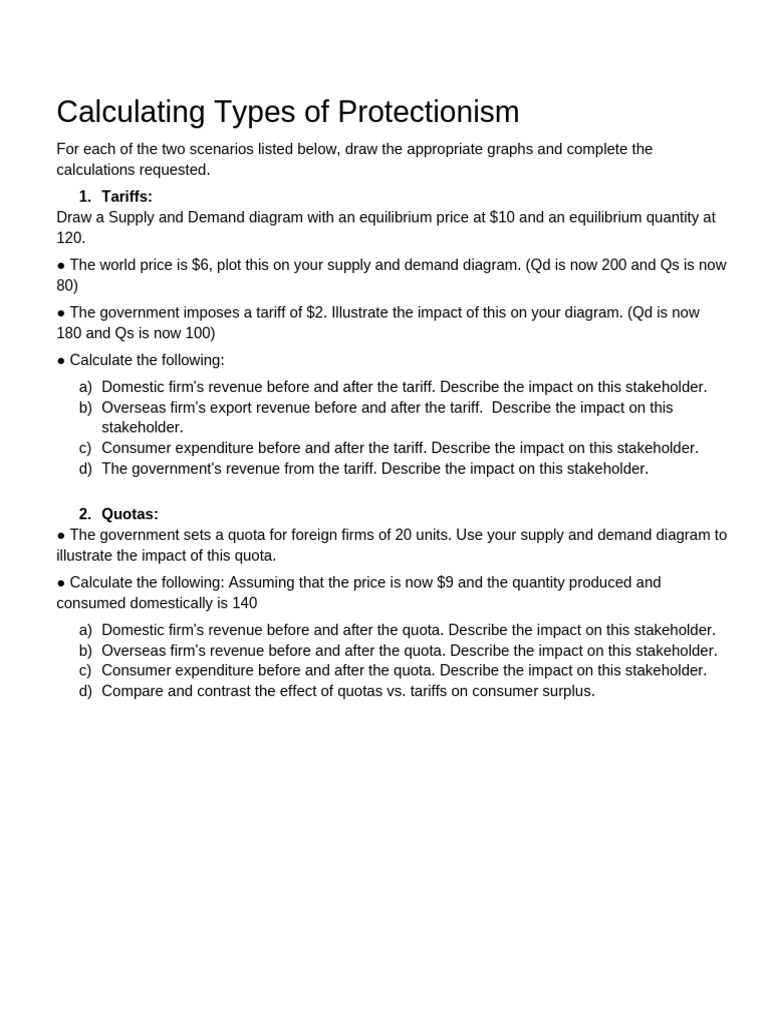 Unit 02 Lesson 05 Types of Protectionism Worksheet v4 | PDF