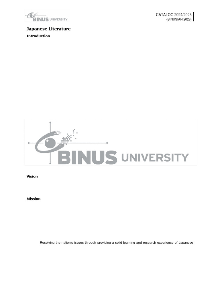 FHUM Japanese Literature 2024 | PDF | Analytics | Curriculum