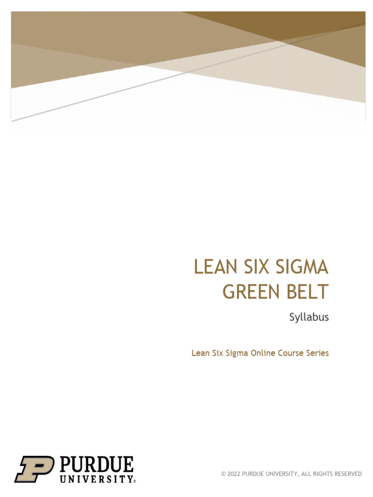 LSSGB Course Syllabus (2022) | PDF | Six Sigma | Educational Technology