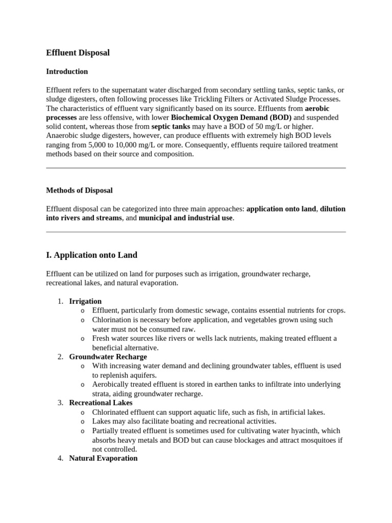 Effluent Disposal | PDF | Sewage Treatment | Effluent