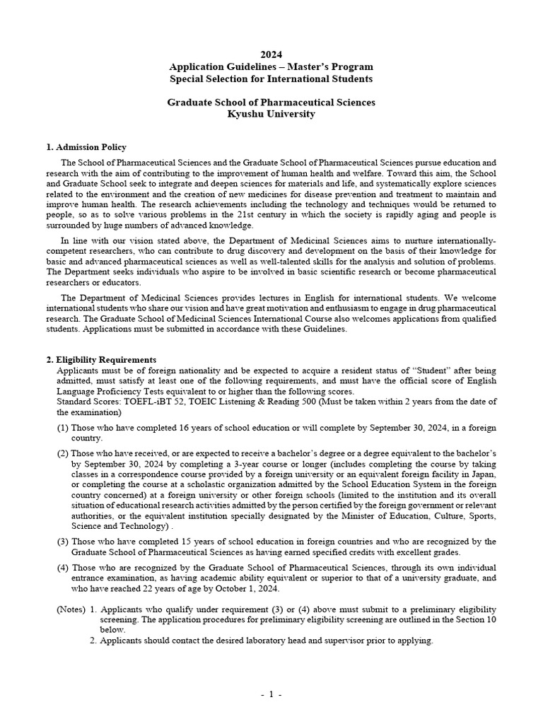 2024 Master's Program Guidelines | PDF | Pharmacology | Medicinal Chemistry