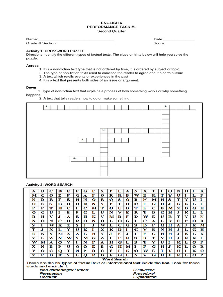 English 6 Performance Task Overview | PDF