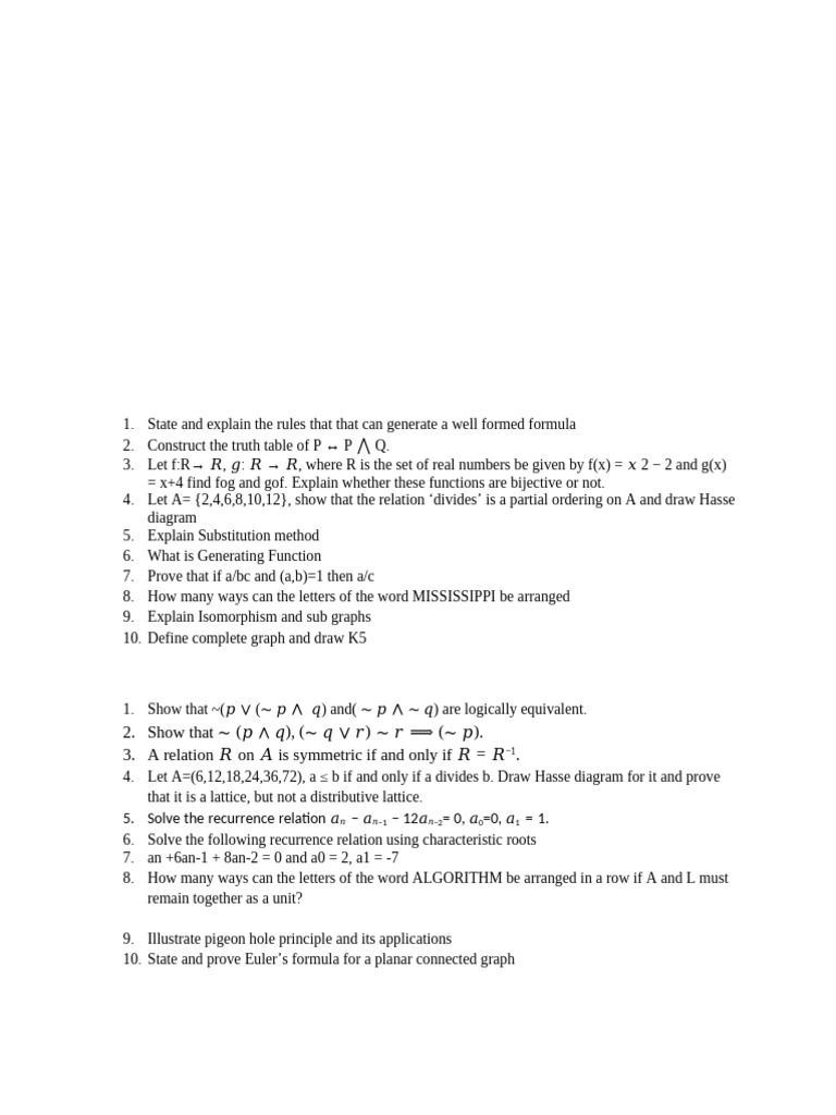 Logic, Functions, and Graph Theory Concepts | PDF