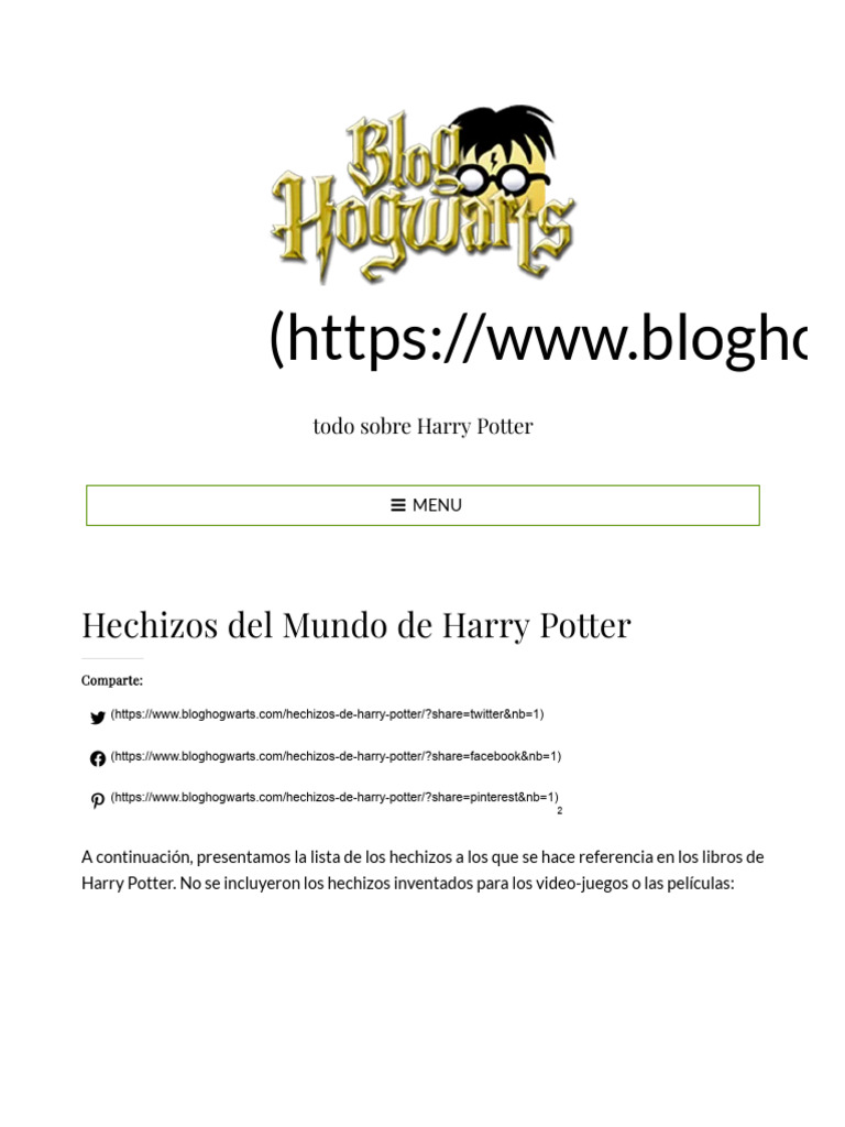 Hechizos de Harry Potter y sus usos | PDF | Harry Potter
