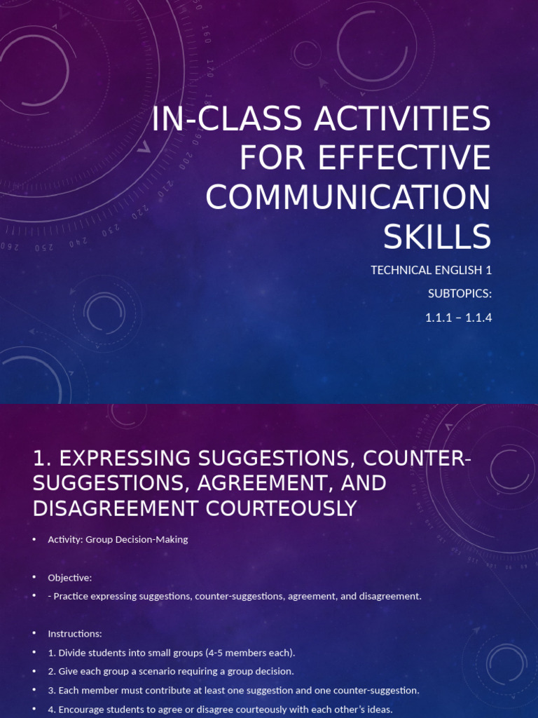 In-Class Activities for Communication Skills | PDF | Cognition | Human ...