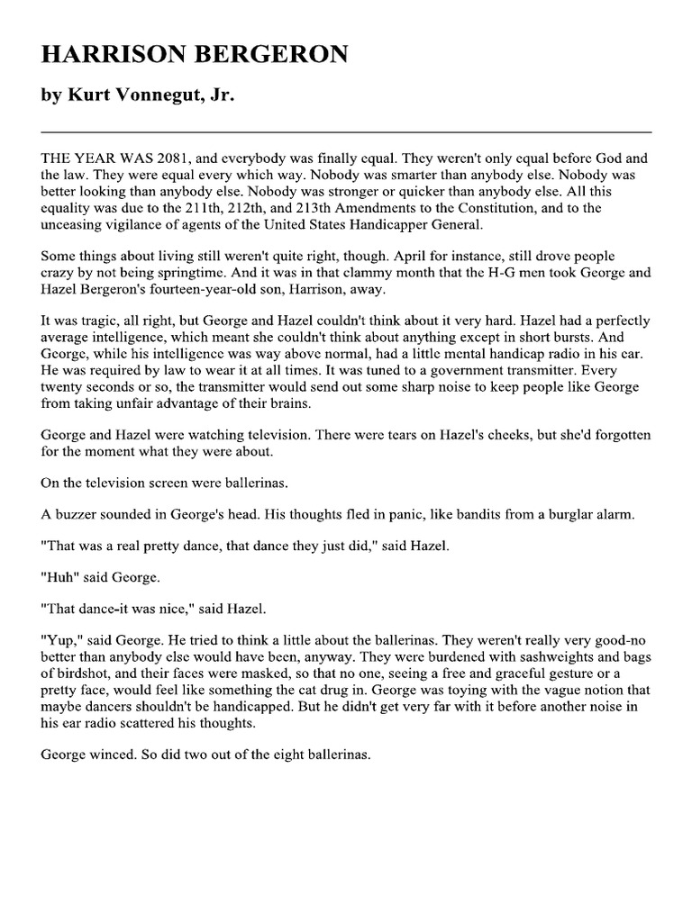 Harrison Bergeron | PDF