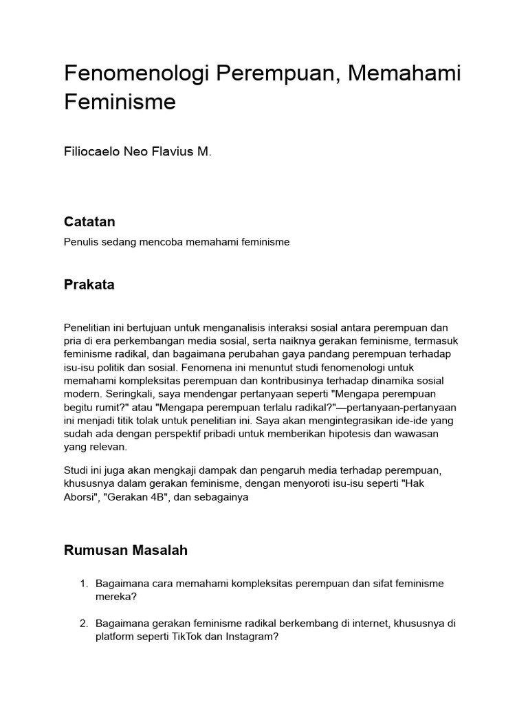 Fenomenologi Perempuan, Memahami Feminisme | PDF