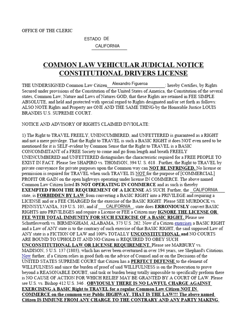 Common Law Vehicular Judicial Notice - 689 | PDF | Common Law | Marbury ...