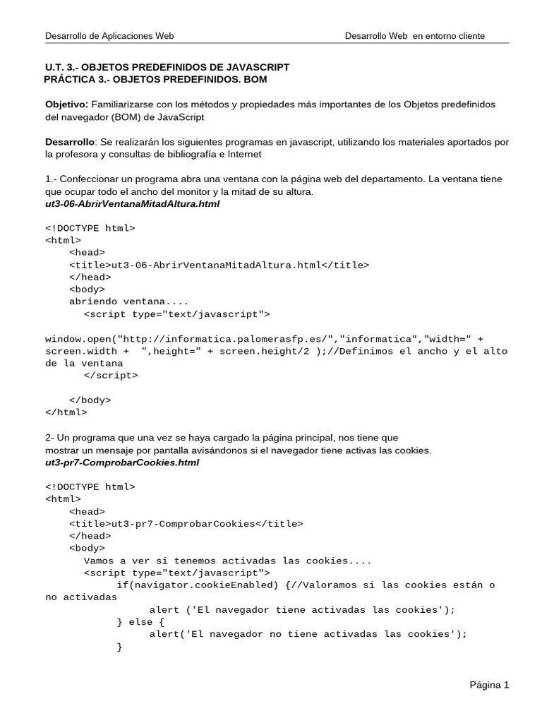 SolUT03 pr03 ObjetosPredefinidosBOM | PDF | Red mundial | Internet y web